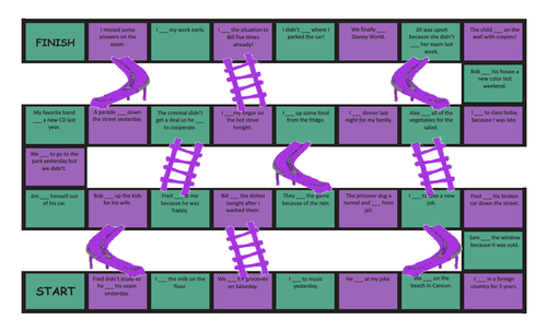 Past Simple Tense with Regular Verbs Legal Size Text Chutes and Ladders ...