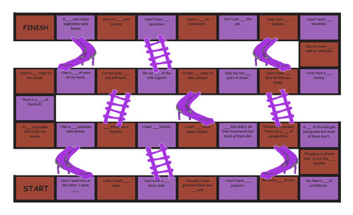 Quantifiers Legal Size Text Chutes and Ladders Game | Teaching Resources