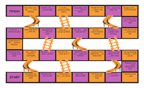 Superlative Adjectives Legal Size Text Chutes and Ladders Game ...