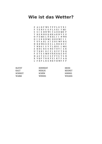 The Weather in German – Wie ist das Wetter? | Teaching Resources