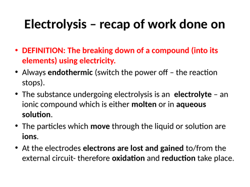 GCSE Chemistry (9-1) - Electrolysis full topic including RP3 for the ...