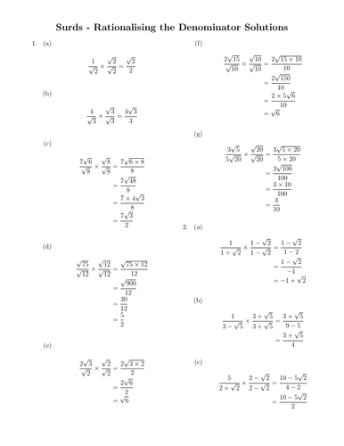 Surds - Rationalising the Denominator | Teaching Resources Surds - Rationalising the Denominator | Teaching Resources