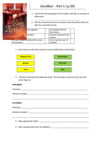 Tales of King Arthur by Felicity Brooks Chapters 1 and 2 | Teaching ...