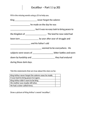 Tales of King Arthur by Felicity Brooks Chapters 1 and 2 | Teaching ...