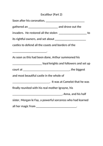 Tales of King Arthur by Felicity Brooks Chapters 1 and 2 | Teaching ...