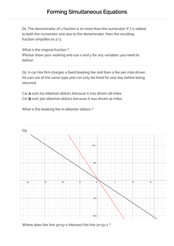 Forming Simultaneous Equations Interactive worksheets Maths GCSE ...