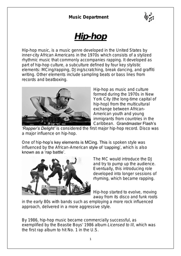 KS3 Music Cover Resources - Rock and Hip-Hop x6 | Teaching Resources