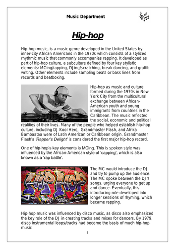 KS3 Music Cover Resources - Rock and Hip-Hop x6 | Teaching Resources