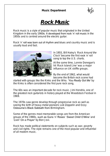 KS3 Music Cover Resources - Rock and Hip-Hop x6 | Teaching Resources