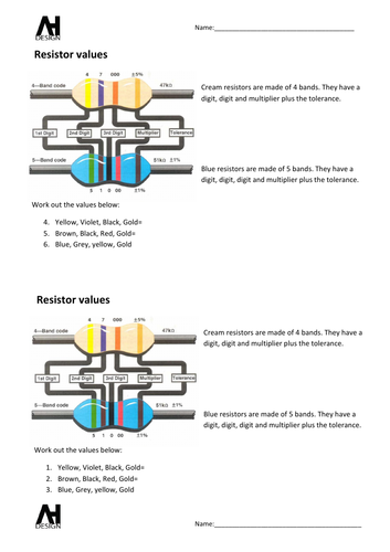 Resistor Worksheet | Teaching Resources