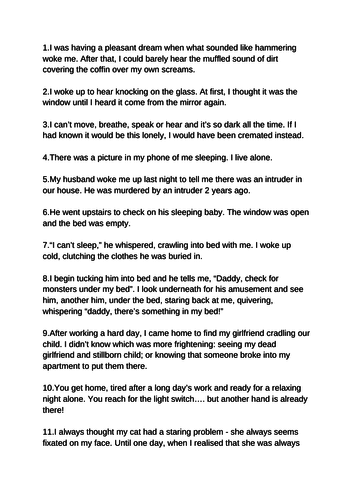 Horror Flash Fiction writing for Halloween | Teaching Resources