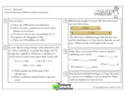 Mastery Maths - Year 4 Reasoning - Measures | Teaching Resources