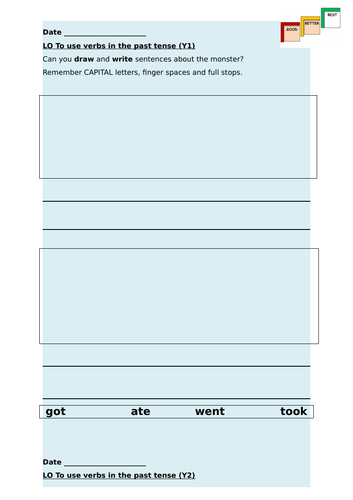 YEAR 1 and 2 GRAMMAR - PAST TENSE VERBS - FREE | Teaching Resources