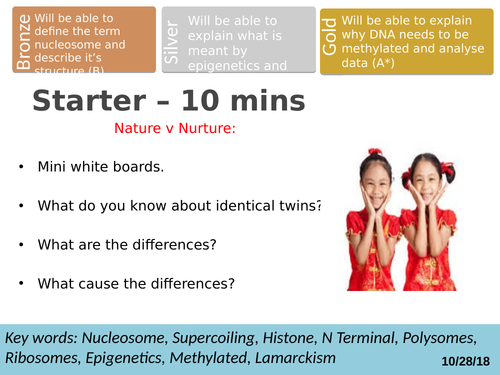 IB Biology HL Unit 7 Nucleosomes, Epigenetics and DNA methylation ...