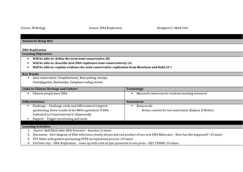 IB Biology SL Unit 2 - DNA Replication | Teaching Resources