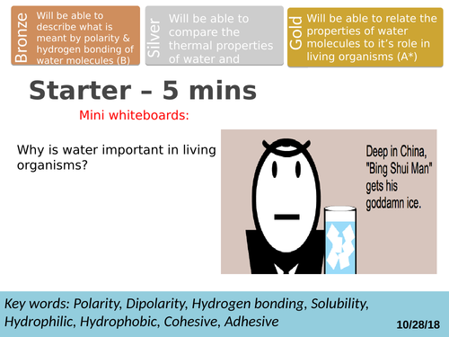 IB Biology SL Unit 2 - Water | Teaching Resources