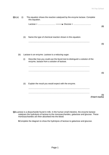 IB Biology SL Unit 2 - Immobilised Enzymes and Lactose free milk ...