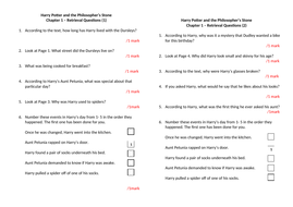 Year 6 - Retrieval Questions - Harry Potter Chapter 1 | Teaching Resources