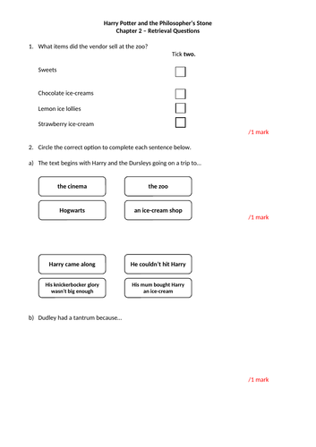 Year 6 - Retrieval Skills - Harry Potter Chapter 2 | Teaching Resources