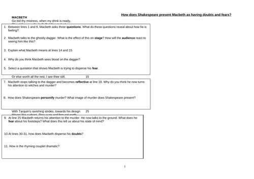 Macbeth Act 2 collection of lessons | Teaching Resources