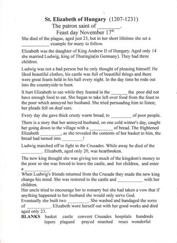 St. Elizabeth of Hungary | Teaching Resources