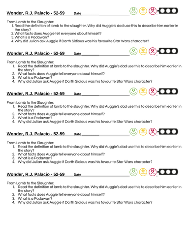 Wonder RJ Palacio - Full Novel Study or Whole Class Reading planning ...