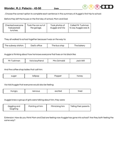 Wonder RJ Palacio - Full Novel Study or Whole Class Reading planning ...