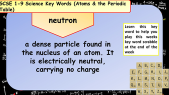 Free Atoms & the Periodic Table Key words & Scrabble Game | Teaching ...