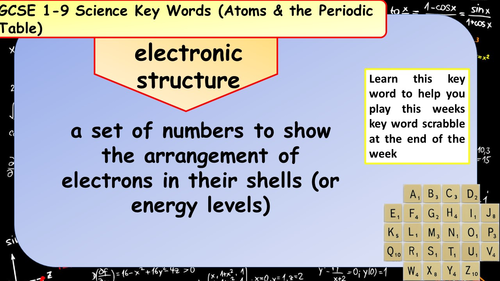 Free Atoms & the Periodic Table Key words & Scrabble Game | Teaching ...