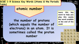 Free Atoms & the Periodic Table Key words & Scrabble Game | Teaching ...