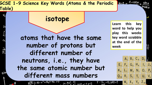 Free Atoms & the Periodic Table Key words & Scrabble Game | Teaching ...