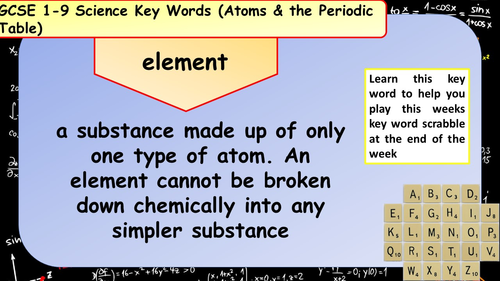 Free Atoms & the Periodic Table Key words & Scrabble Game | Teaching ...