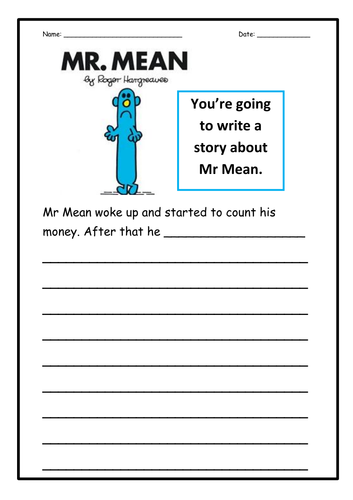 Mr. Men Activity - Mr. Mean Creative Writing Activity | Teaching Resources
