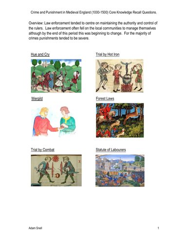 Crime and Punishment in Medieval England (1000-1500) Core Knowledge ...