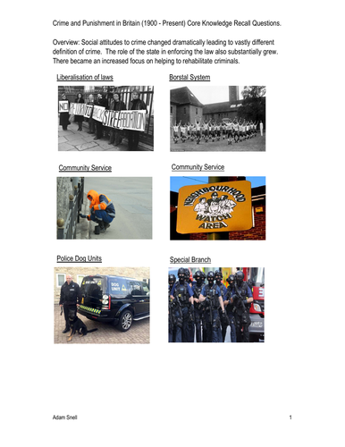 Crime and Punishment in Modern Britain (1900 - Present) Core Knowledge ...