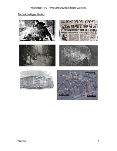 Crime and Punishment Local Study: Whitechapel 1870 – 1900 Core ...