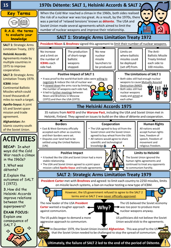 Détente SALT 1 Helsinki SALT 2 - Cold War - GCSE History Edexcel ...