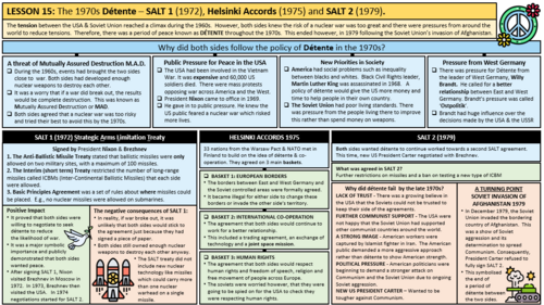 Détente SALT 1 Helsinki SALT 2 - Cold War - GCSE History Edexcel ...