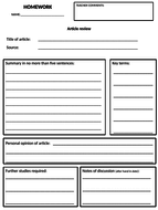 Newspaper review scaffold with examples | Teaching Resources