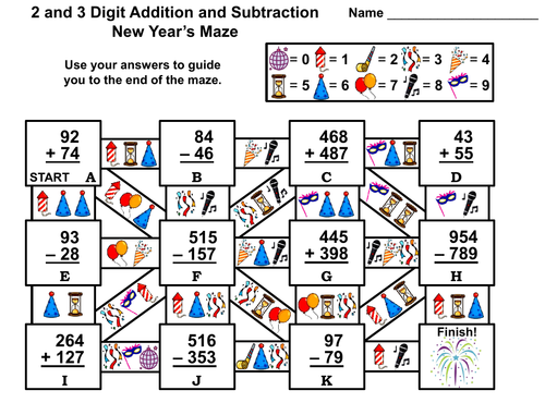 2 and 3 Digit Addition and Subtraction With Regrouping New Year's Math ...