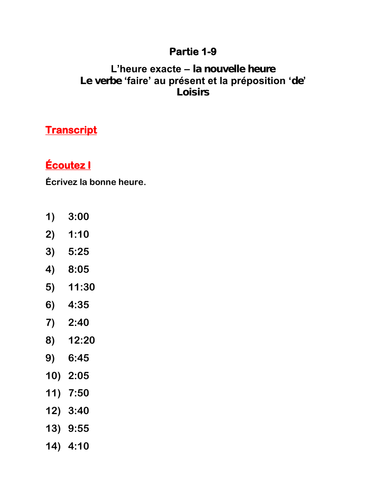 French for Adults: Beginners: Part 9: Time:The full hour, the verb ...