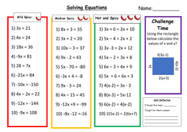Solving Equations Differentiated Worksheet w/ Answers | Teaching Resources