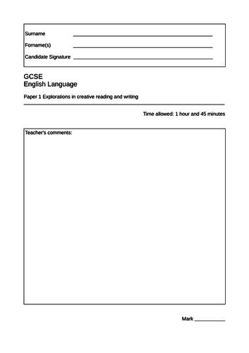 AQA GCSE English Language Paper 1 Mock Exam Practice Revision Past ...