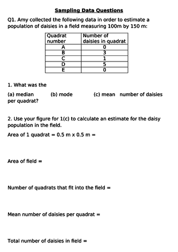 AQA GCSE 9-1 Ecology: Sampling Techniques | Teaching Resources