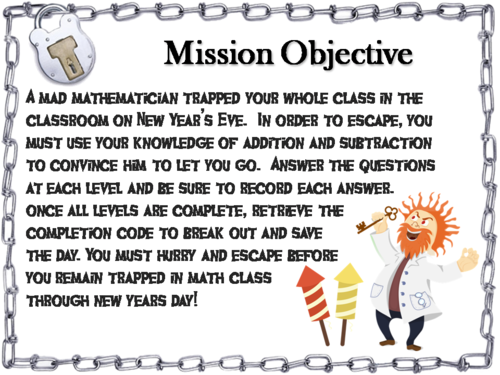 Triple Digit Addition and Subtraction Game: Math Escape Room New Year's ...