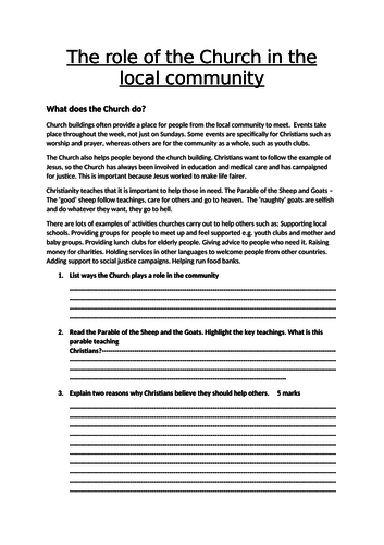 Role of the Church | Teaching Resources