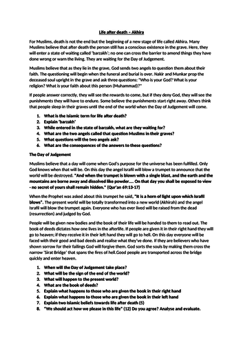 Life after death - Islam beliefs | Teaching Resources