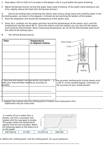 AQA states of matter and Stearic acid practical | Teaching Resources