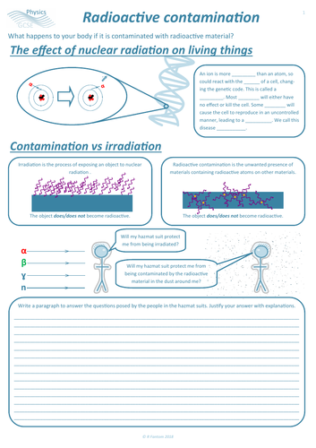 Radioactive contamination worksheets and full worked answers | Teaching ...