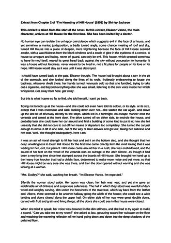 English Language Paper 1 - The Haunting of Hill House | Teaching Resources